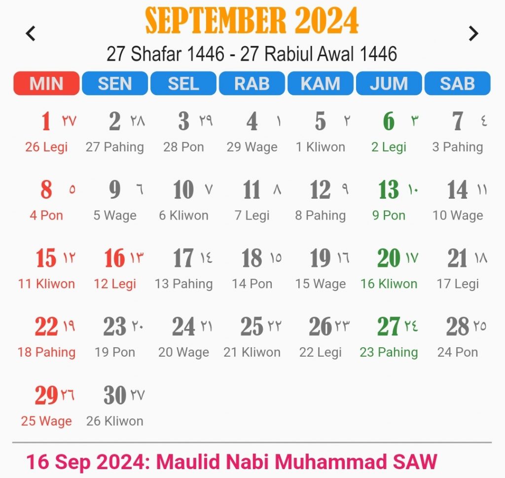 Kalender 2024 Lengkap dengan Tanggalan Jawa dan Islam (hijriah)